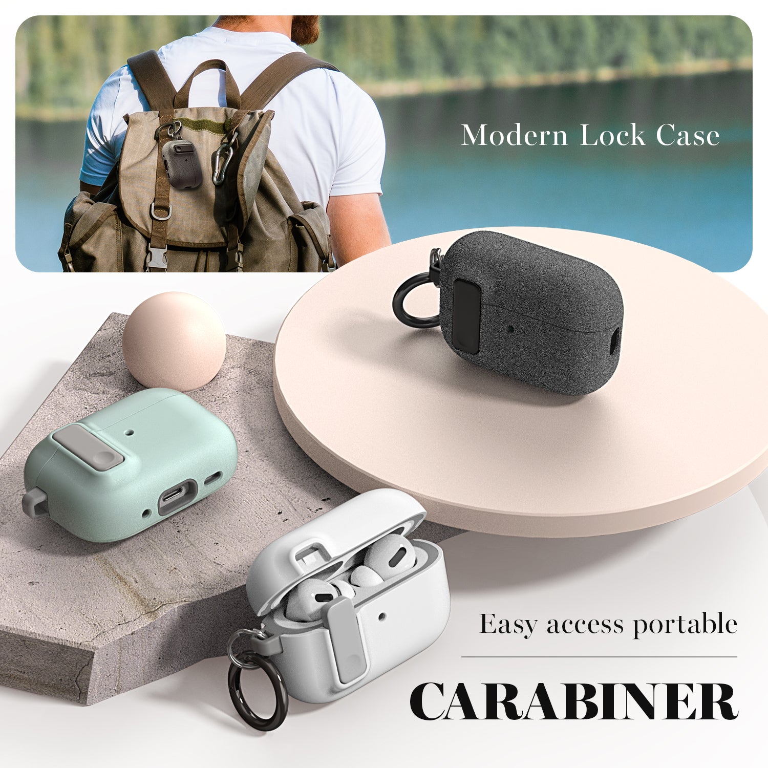 Apple AirPods Pro 2 Premium earbuds Case with Carabiner Modern Lock by ...